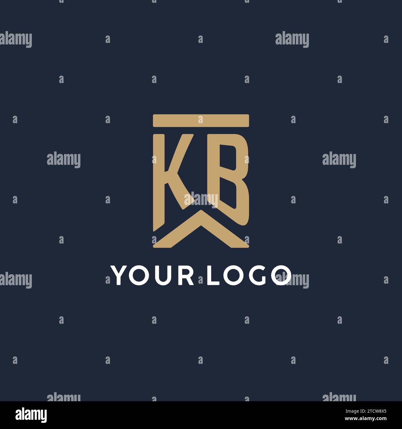 KB initial monogram logo design in a rectangular style with curved side ideas Stock Vector Image ...
