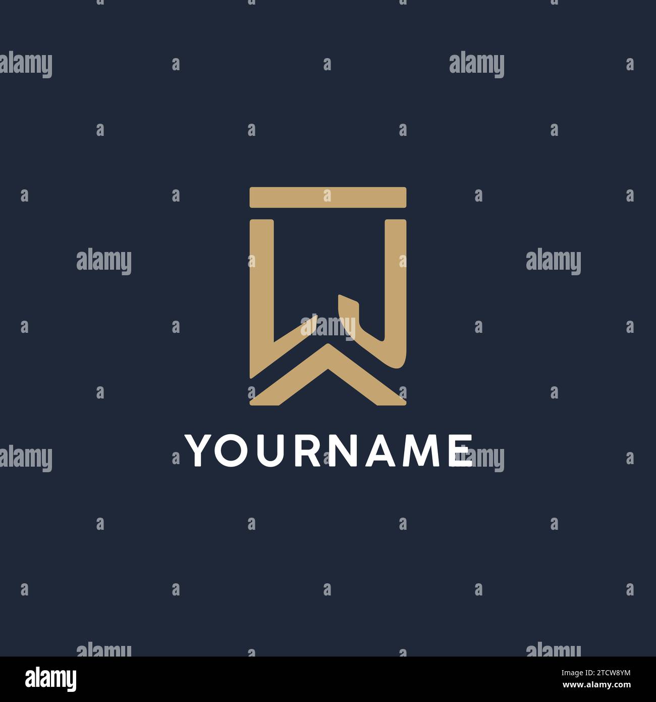 LJ initial monogram logo design in a rectangular style with curved side ...