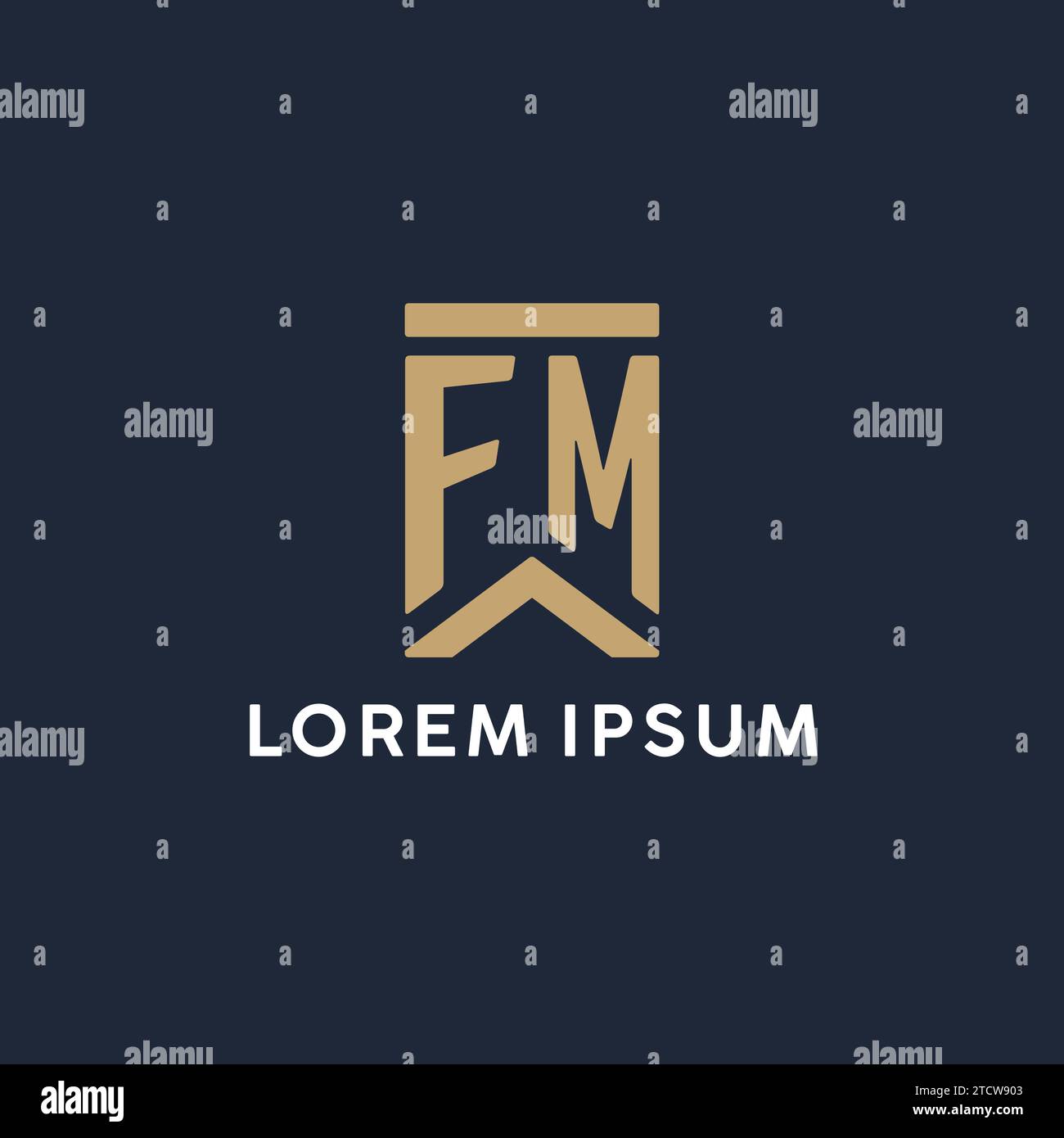 FM initial monogram logo design in a rectangular style with curved side ideas Stock Vector Image ...