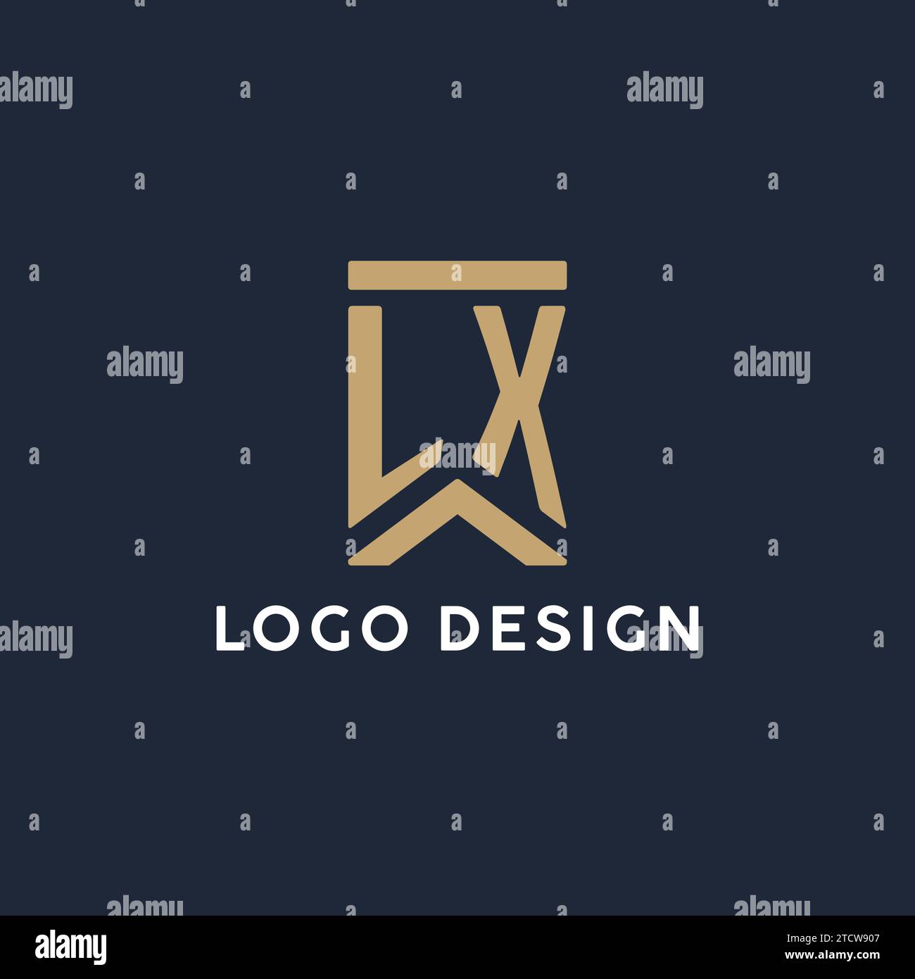 LX initial monogram logo design in a rectangular style with curved side ideas Stock Vector Image ...