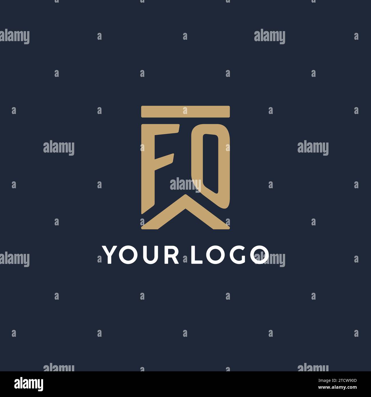 FO initial monogram logo design in a rectangular style with curved side ...