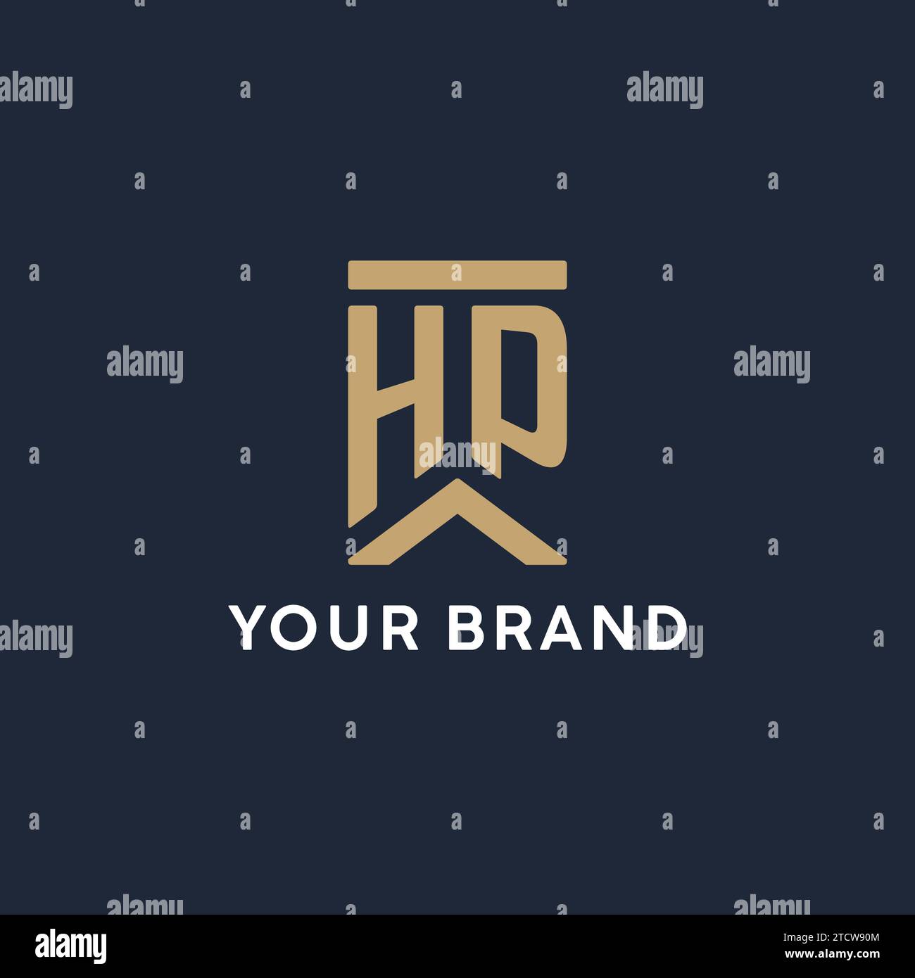 HP initial monogram logo design in a rectangular style with curved side ...