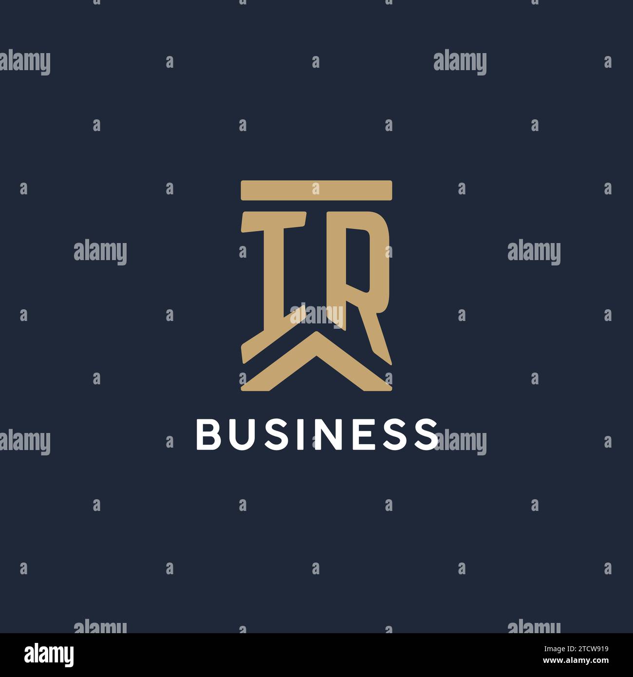 IR initial monogram logo design in a rectangular style with curved side ...