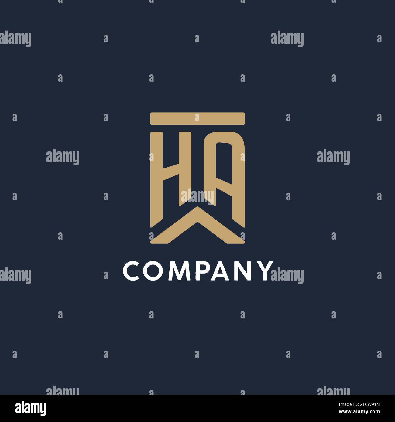 HA initial monogram logo design in a rectangular style with curved side ...
