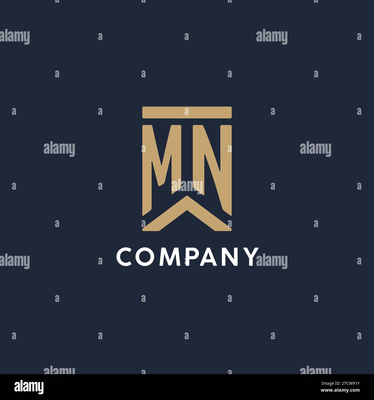 MN initial monogram logo design in a rectangular style with curved side ideas Stock Vector Image ...