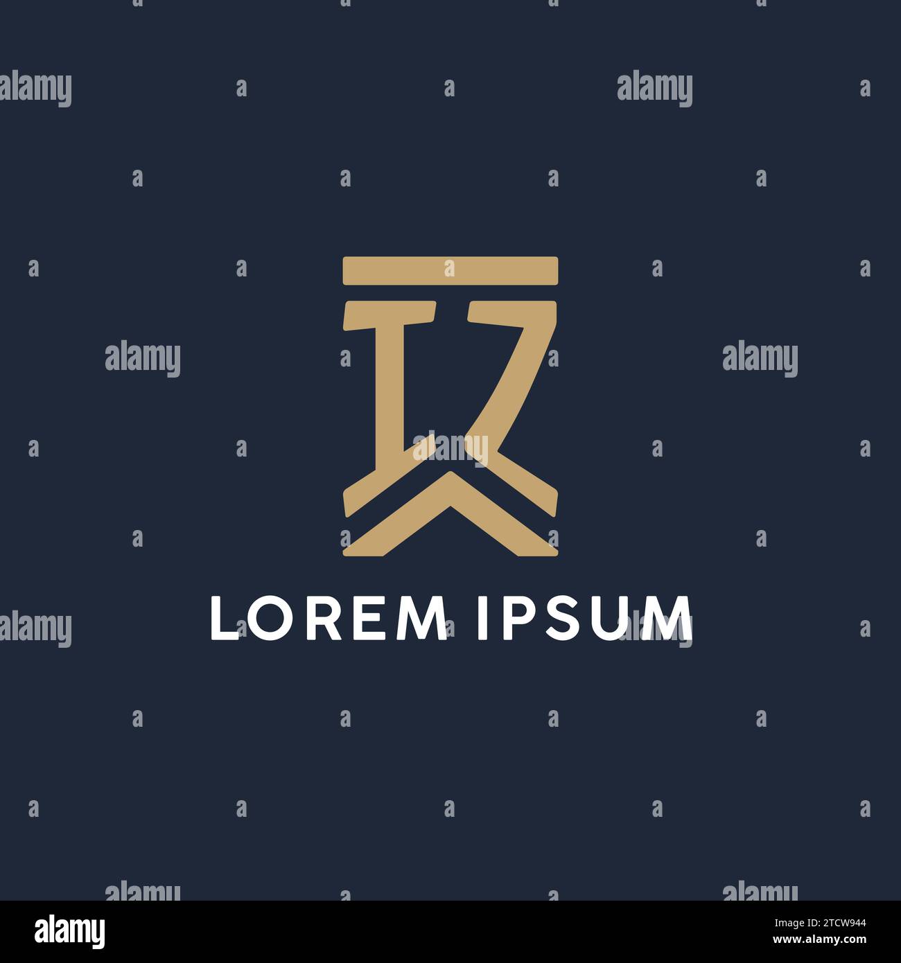 IZ initial monogram logo design in a rectangular style with curved side ...