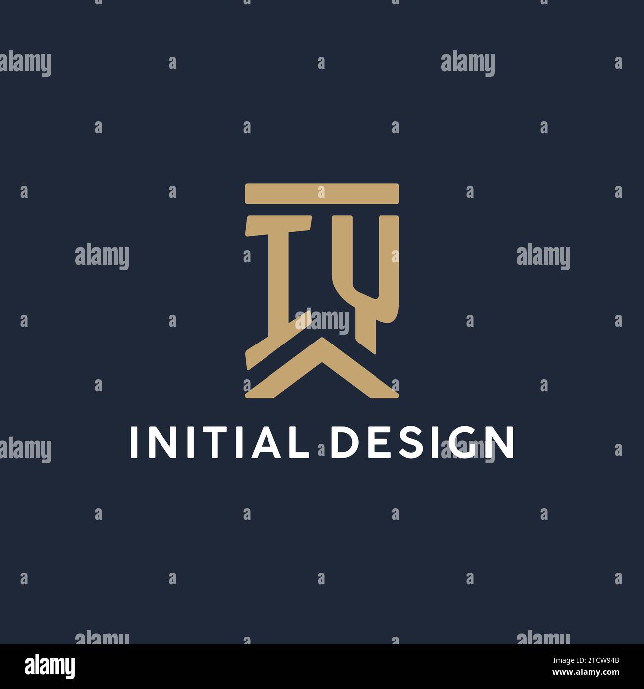 IY initial monogram logo design in a rectangular style with curved side ...