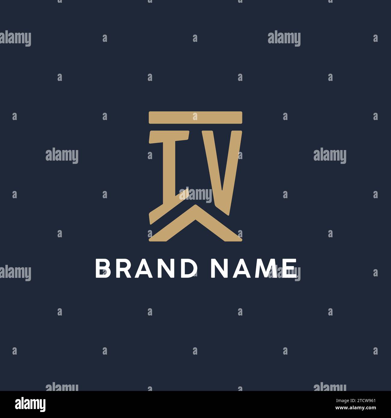 IV initial monogram logo design in a rectangular style with curved side ...