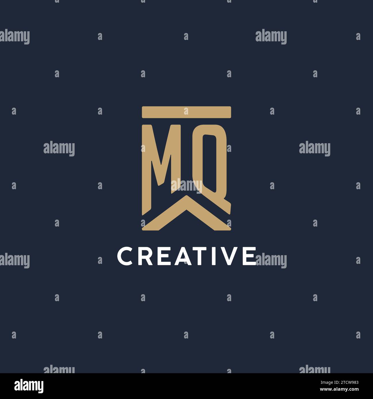 MQ initial monogram logo design in a rectangular style with curved side ...