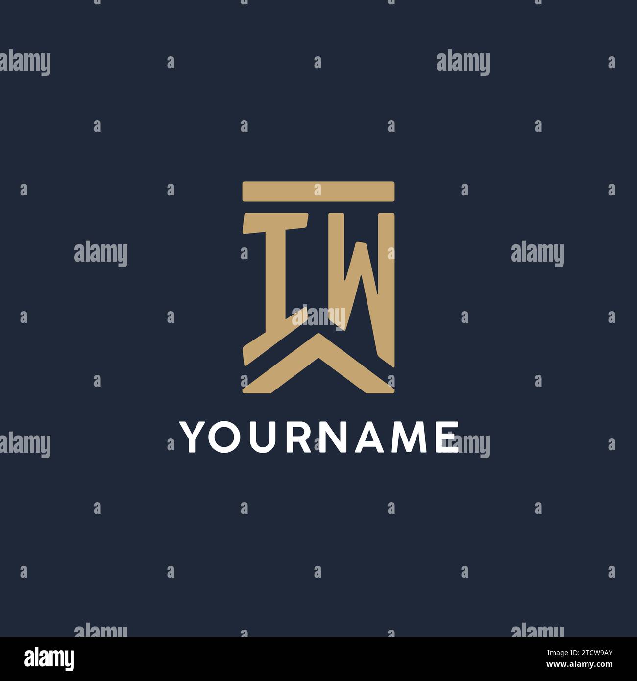 IW initial monogram logo design in a rectangular style with curved side ...