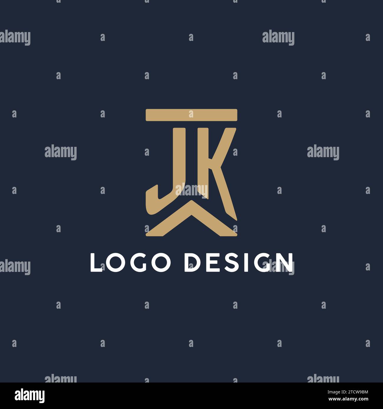 JK initial monogram logo design in a rectangular style with curved side ideas Stock Vector Image ...