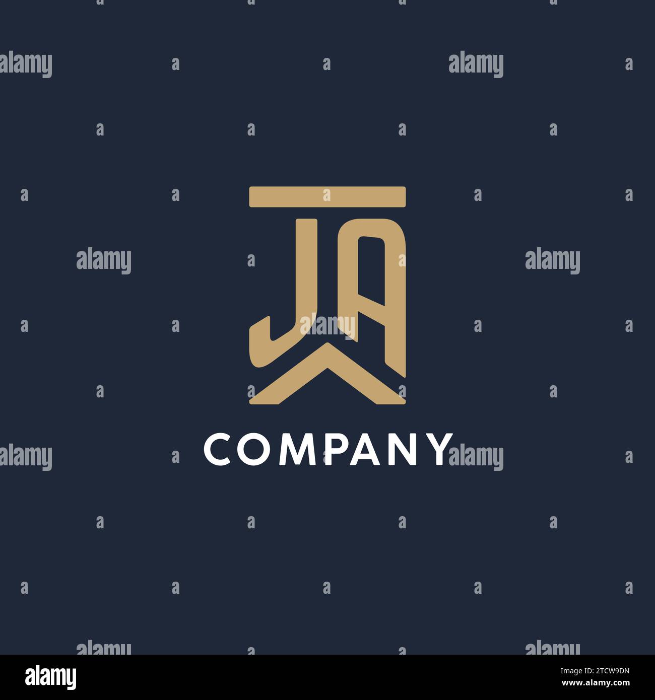 JA initial monogram logo design in a rectangular style with curved side ideas Stock Vector Image ...