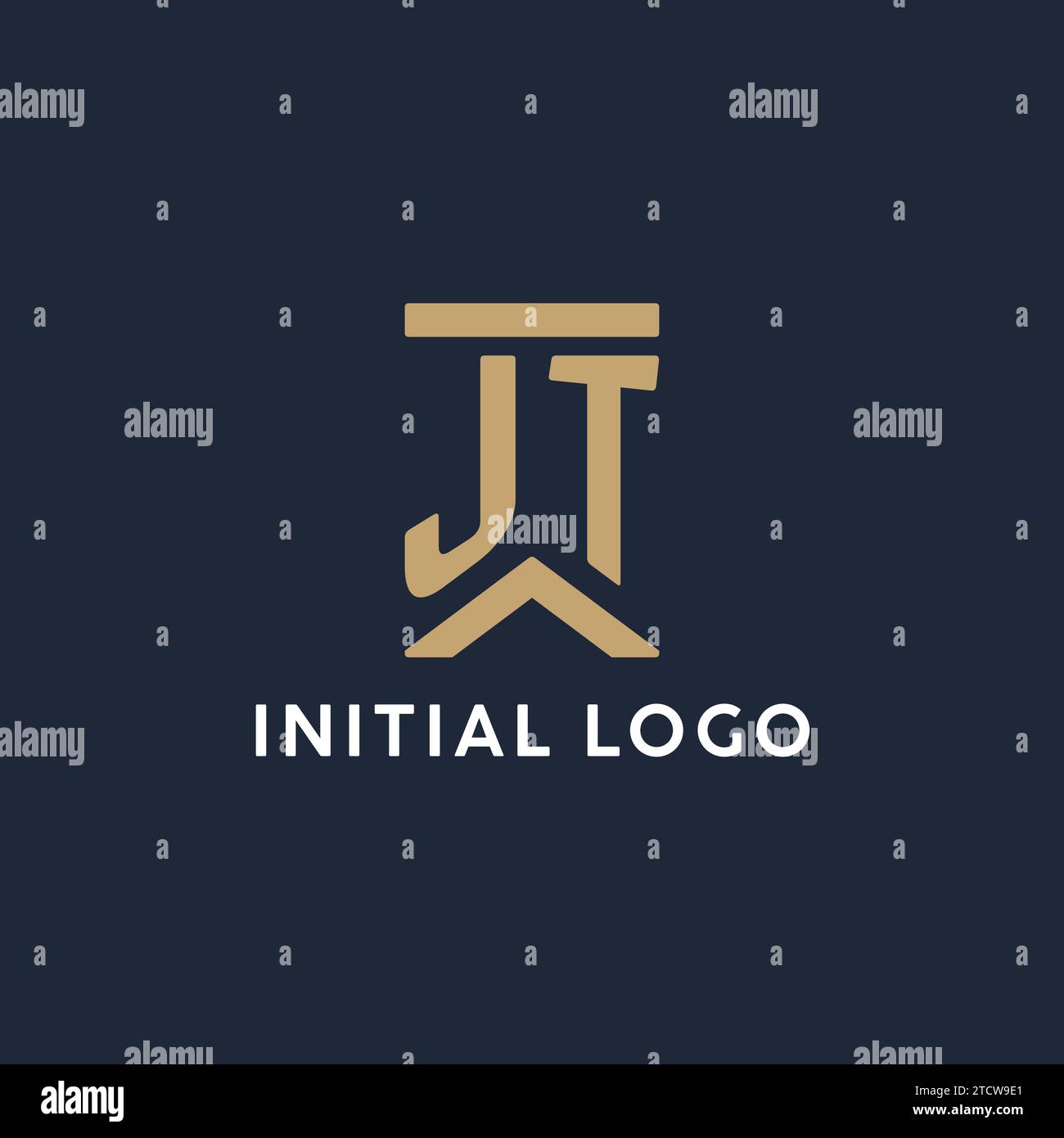 JT initial monogram logo design in a rectangular style with curved side ideas Stock Vector Image ...