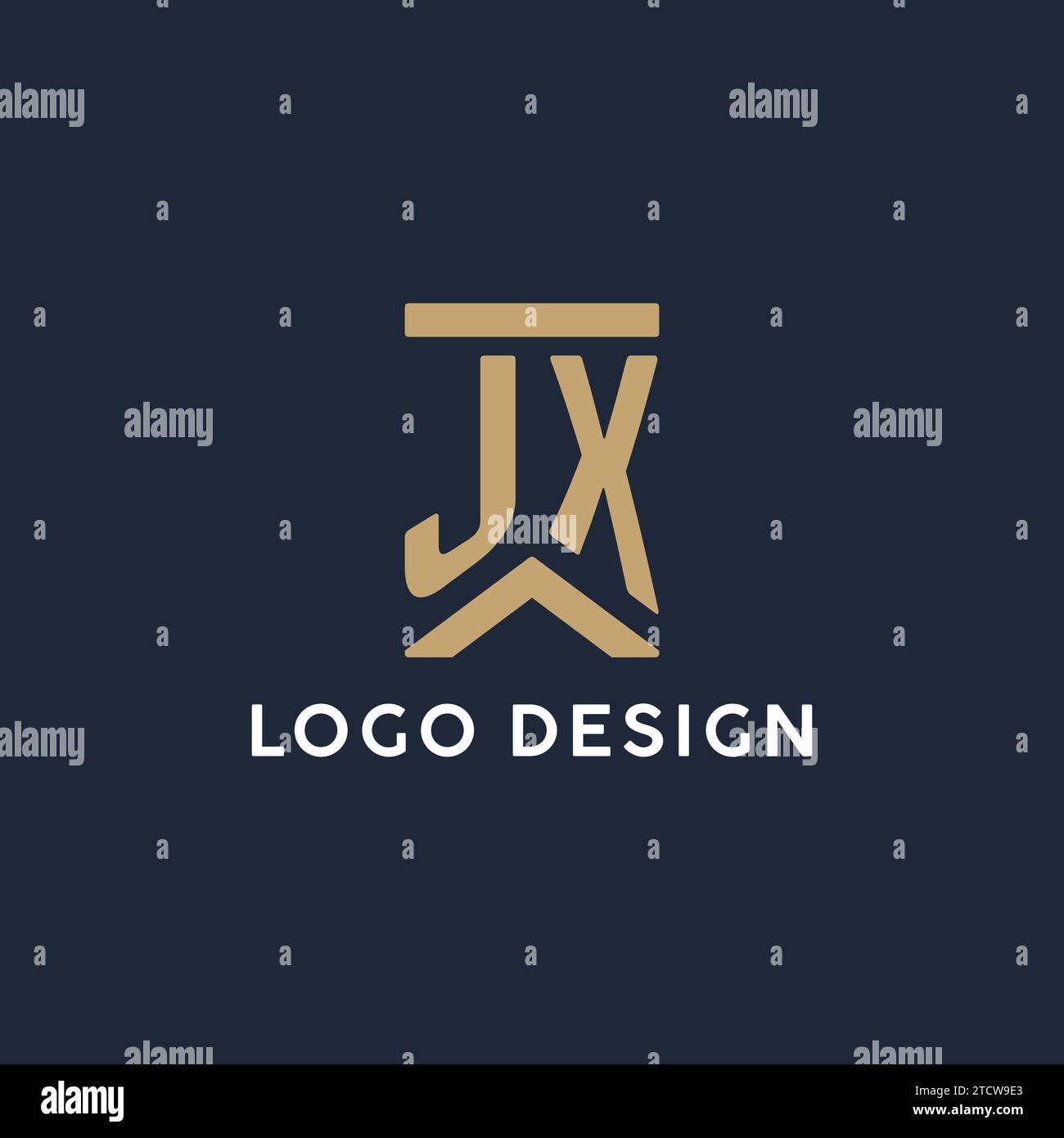JX initial monogram logo design in a rectangular style with curved side ...