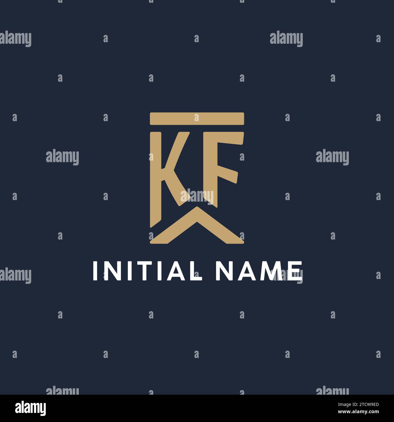 KF initial monogram logo design in a rectangular style with curved side ideas Stock Vector Image ...