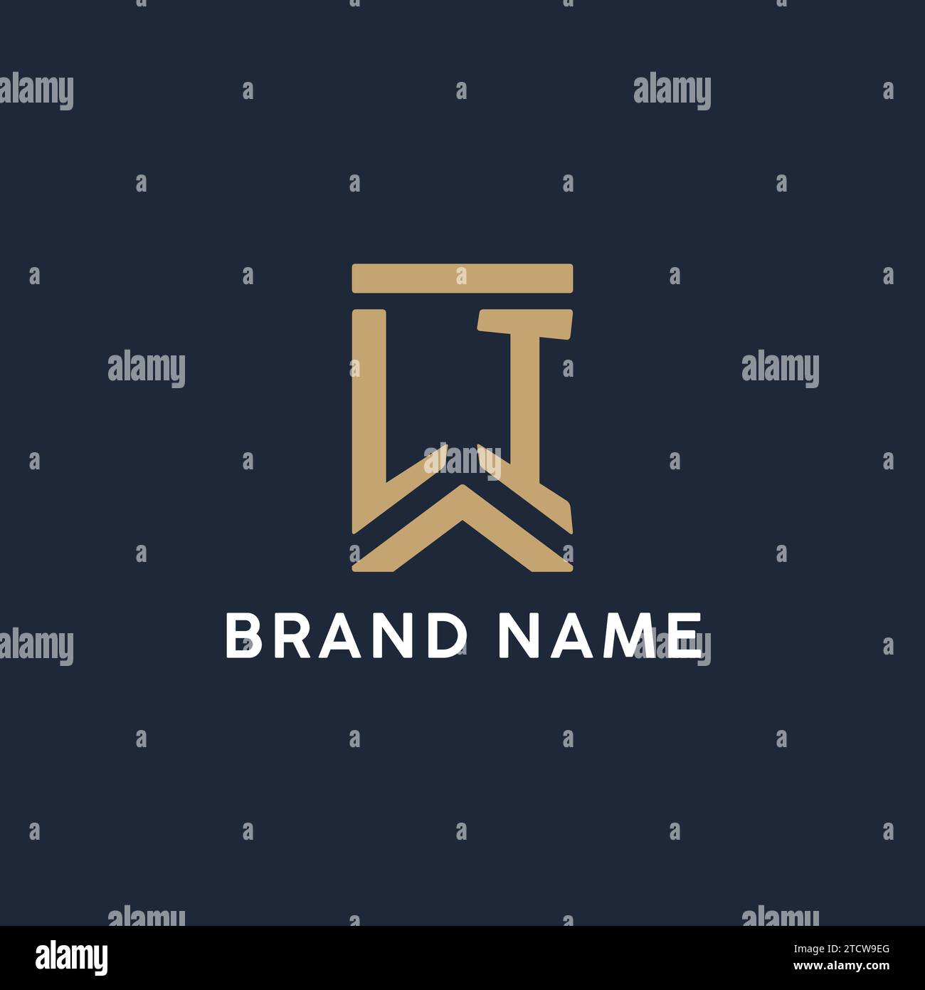LI initial monogram logo design in a rectangular style with curved side ...