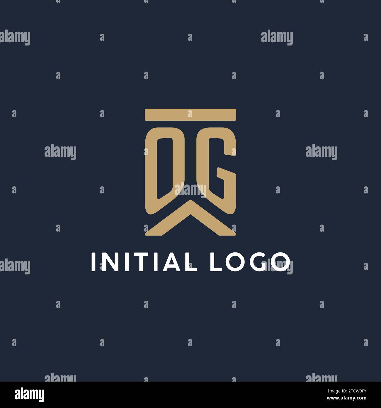 OG initial monogram logo design in a rectangular style with curved side ...