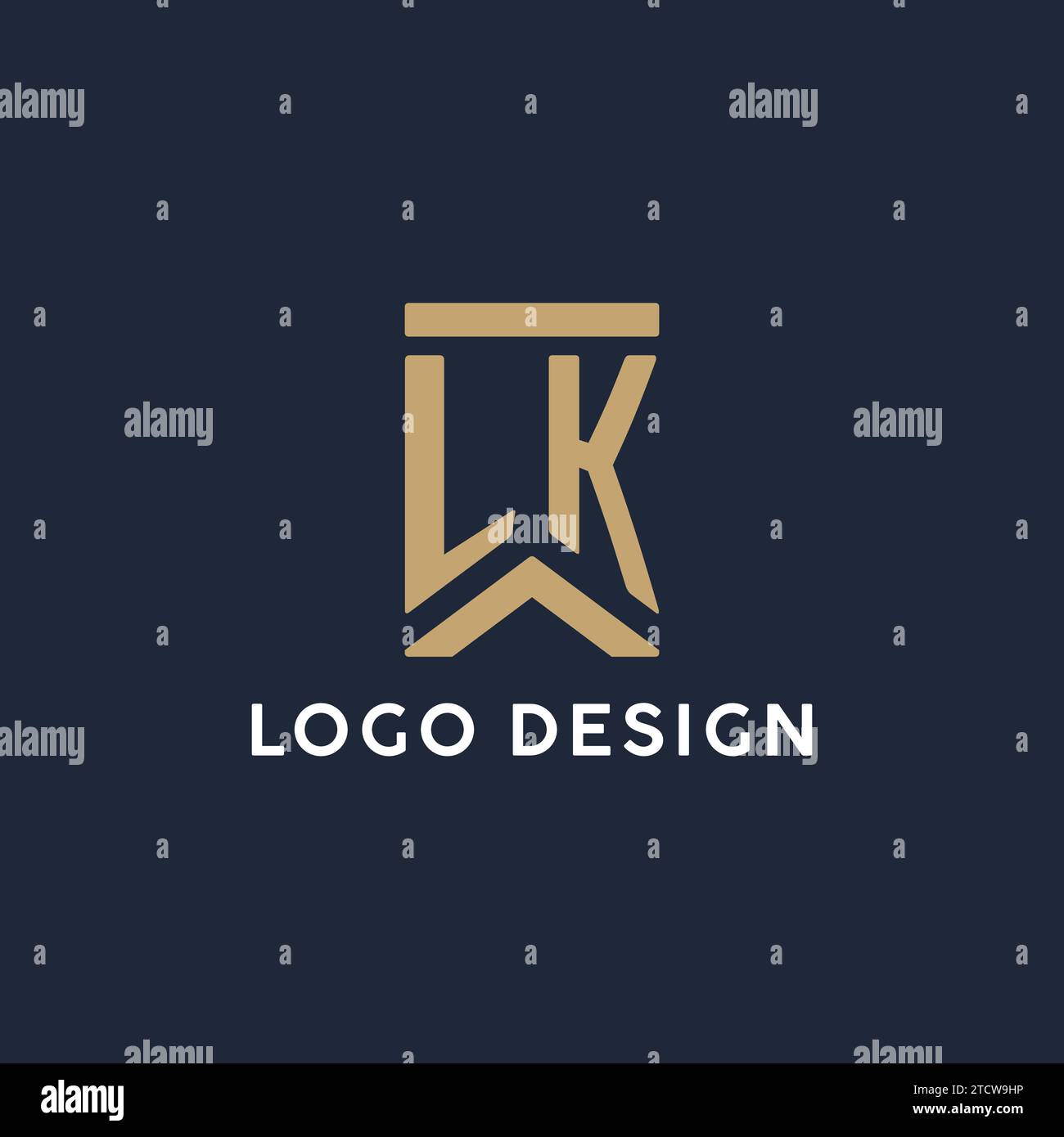 LK initial monogram logo design in a rectangular style with curved side ...