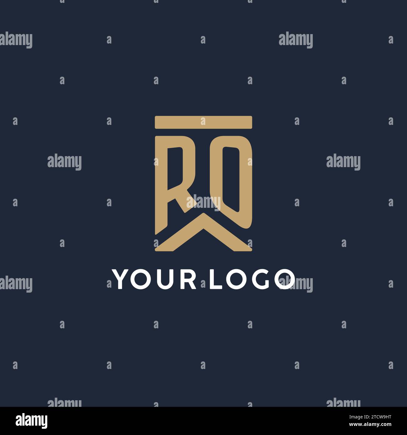 RO initial monogram logo design in a rectangular style with curved side ideas Stock Vector Image ...