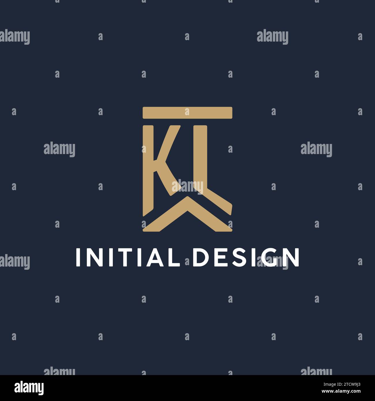 KL initial monogram logo design in a rectangular style with curved side ...