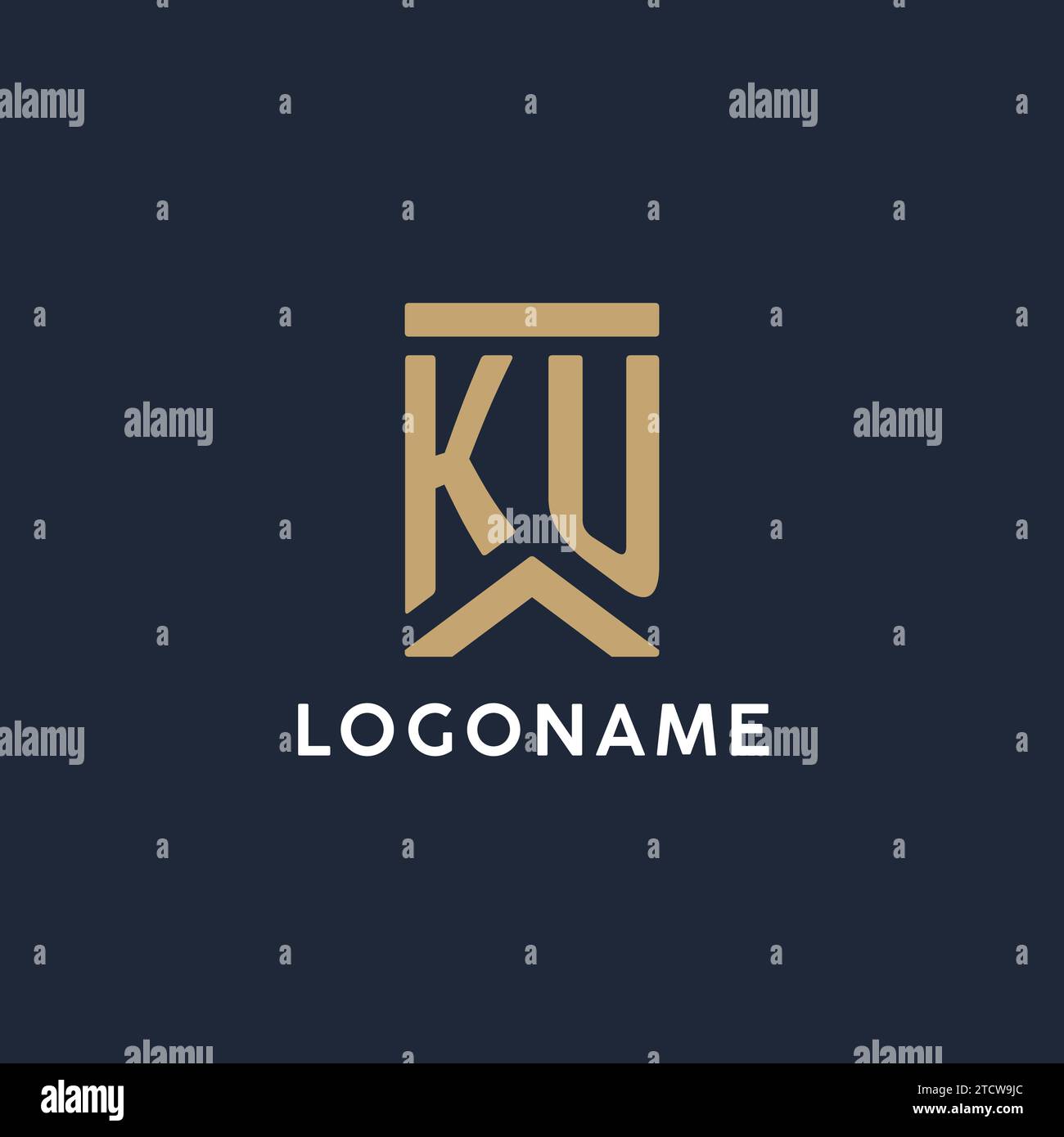 KU initial monogram logo design in a rectangular style with curved side ideas Stock Vector Image ...