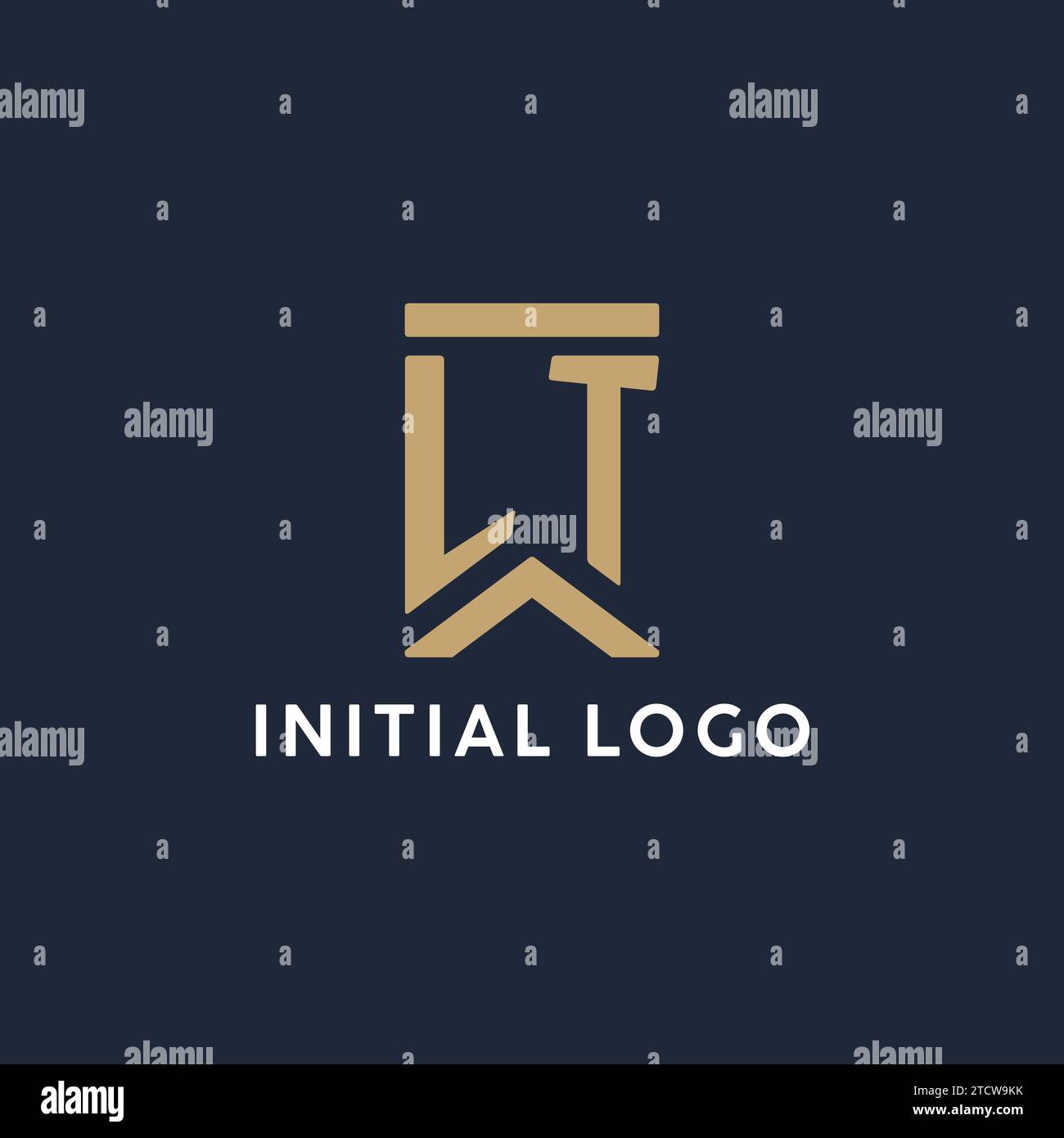 LT initial monogram logo design in a rectangular style with curved side ...