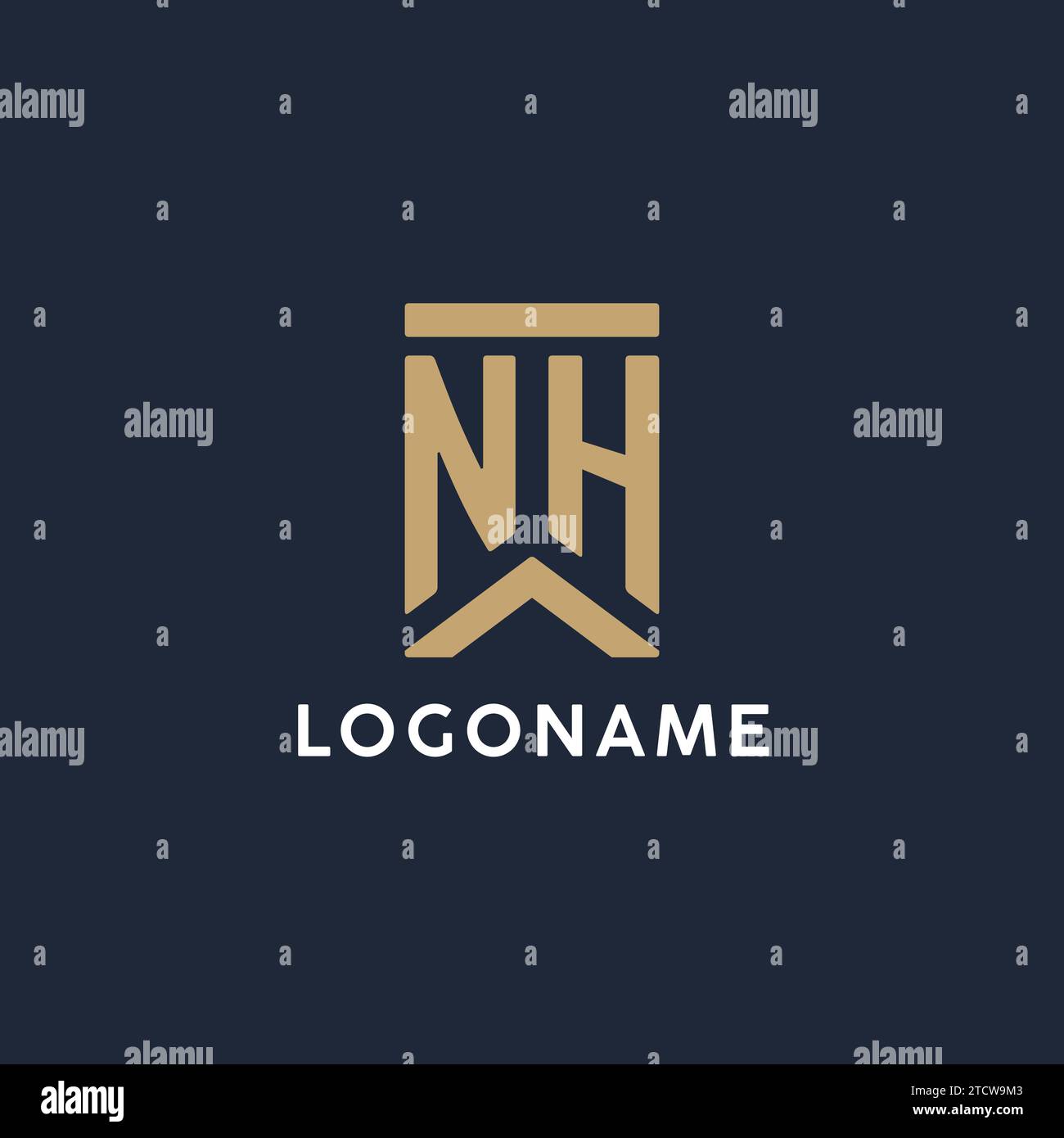 NH initial monogram logo design in a rectangular style with curved side ideas Stock Vector Image ...