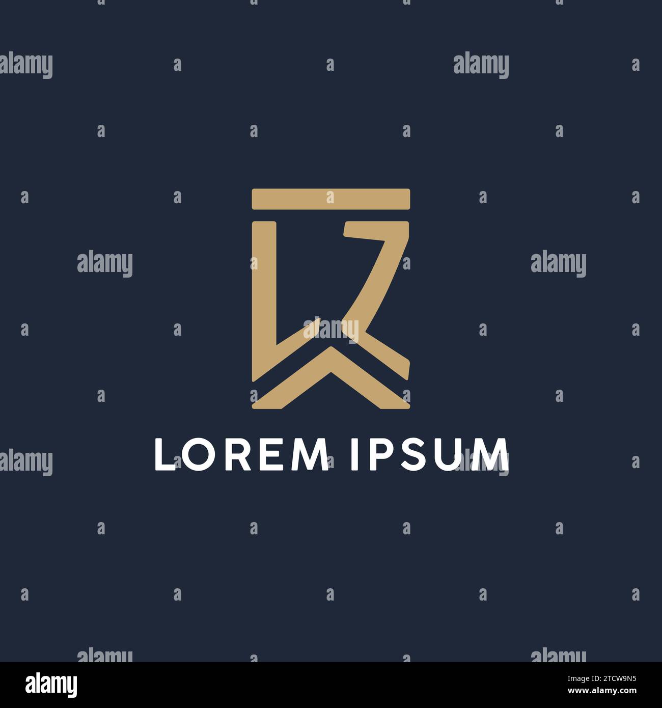 LZ initial monogram logo design in a rectangular style with curved side ...