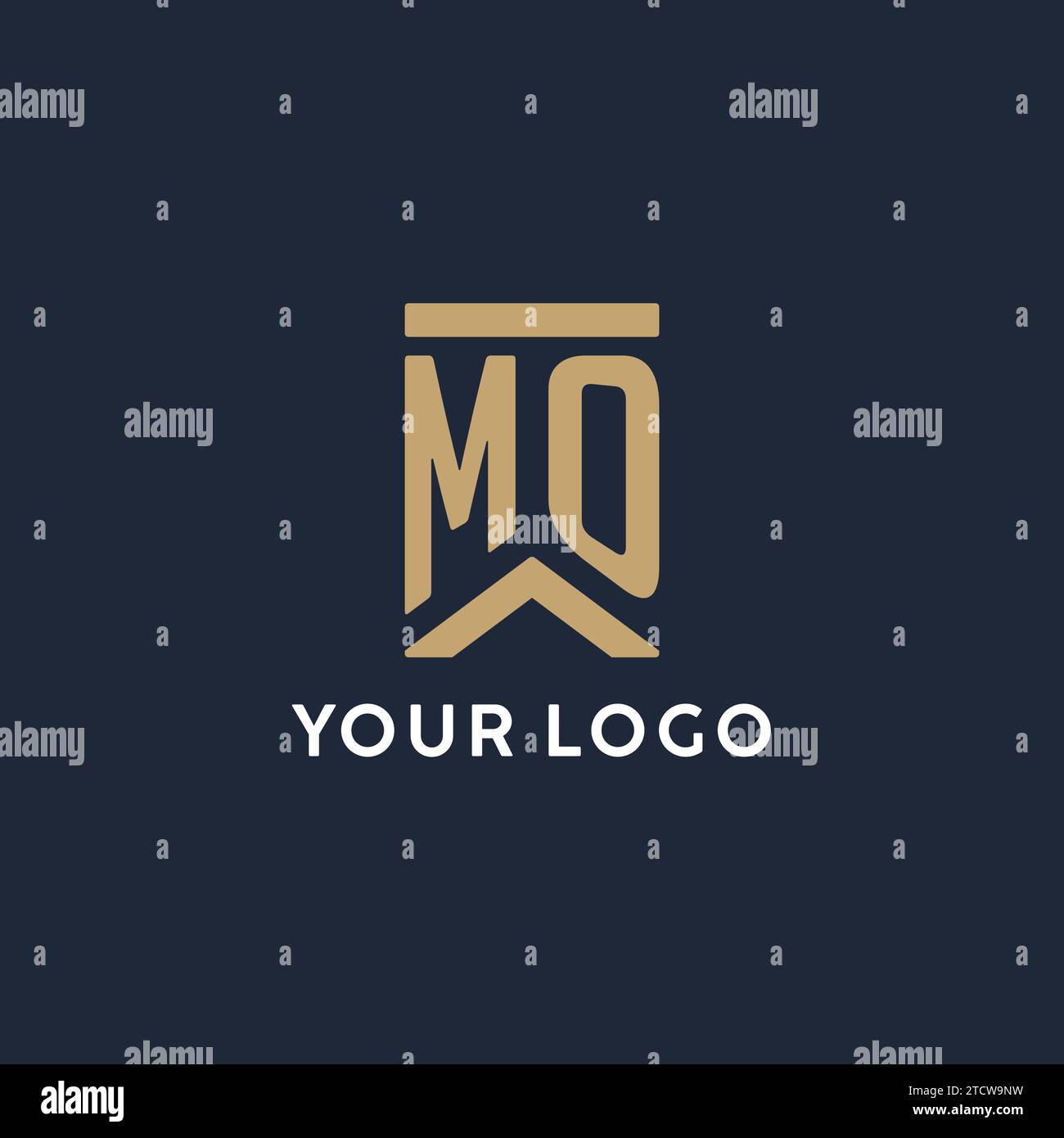 MO initial monogram logo design in a rectangular style with curved side ...
