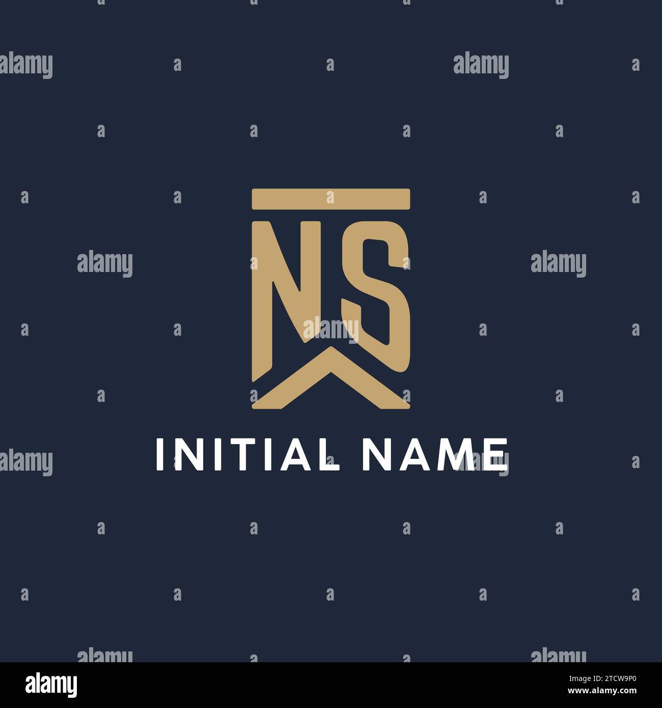 NS initial monogram logo design in a rectangular style with curved side ...