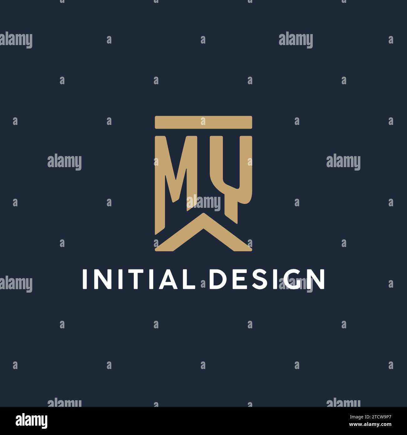 MY initial monogram logo design in a rectangular style with curved side ...
