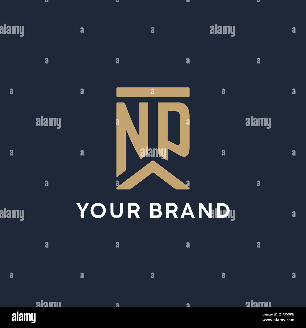 NP initial monogram logo design in a rectangular style with curved side ...