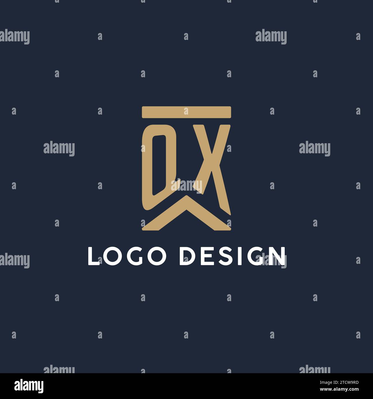 QX initial monogram logo design in a rectangular style with curved side ...