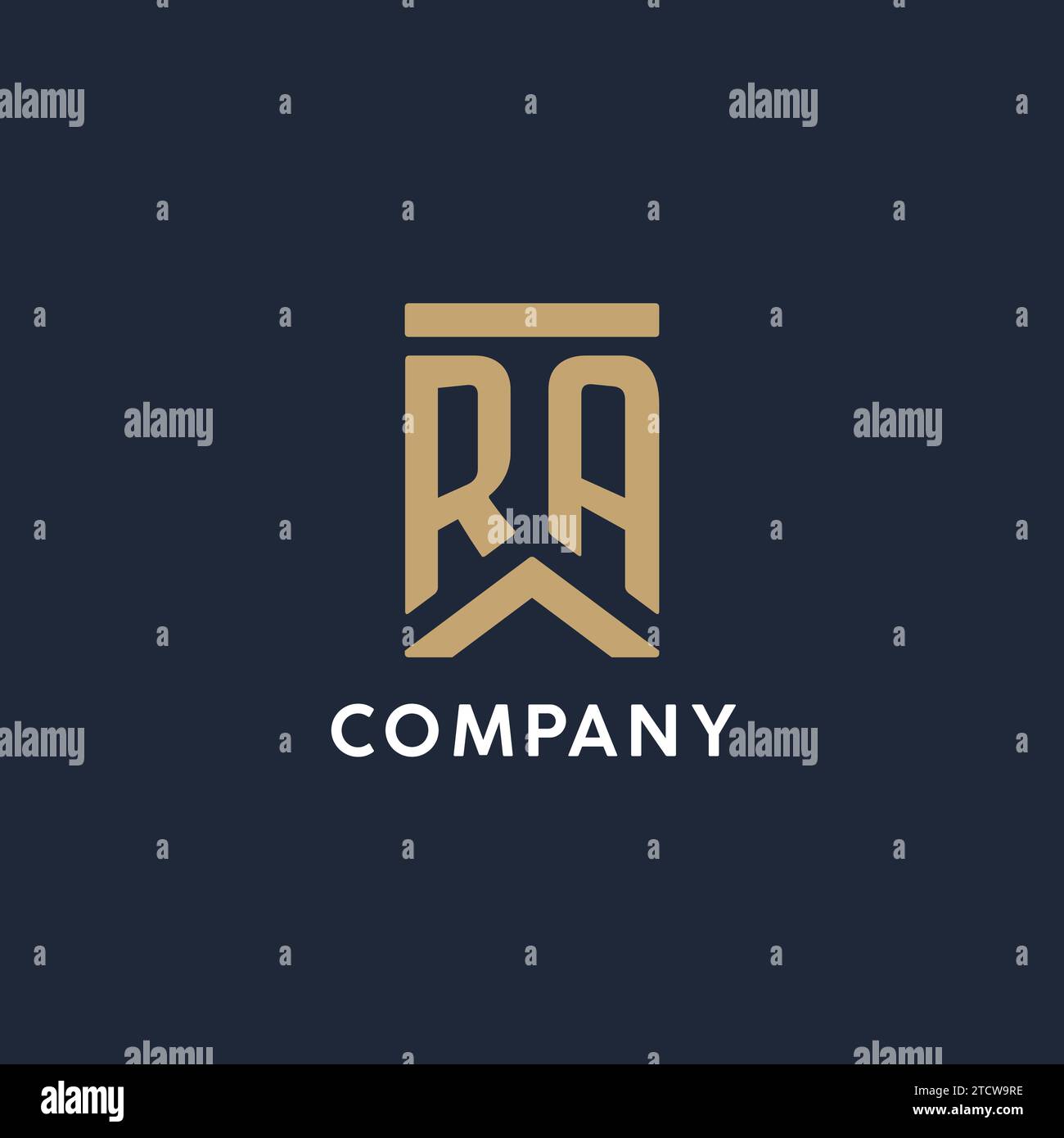 RA initial monogram logo design in a rectangular style with curved side ideas Stock Vector Image ...