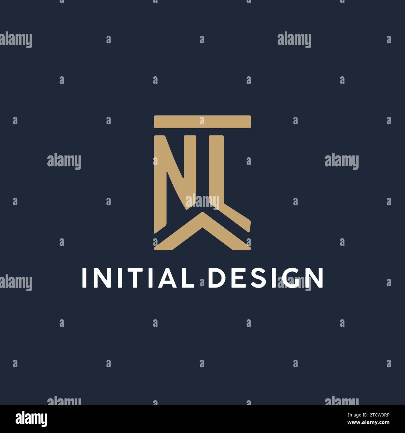 NL initial monogram logo design in a rectangular style with curved side ...