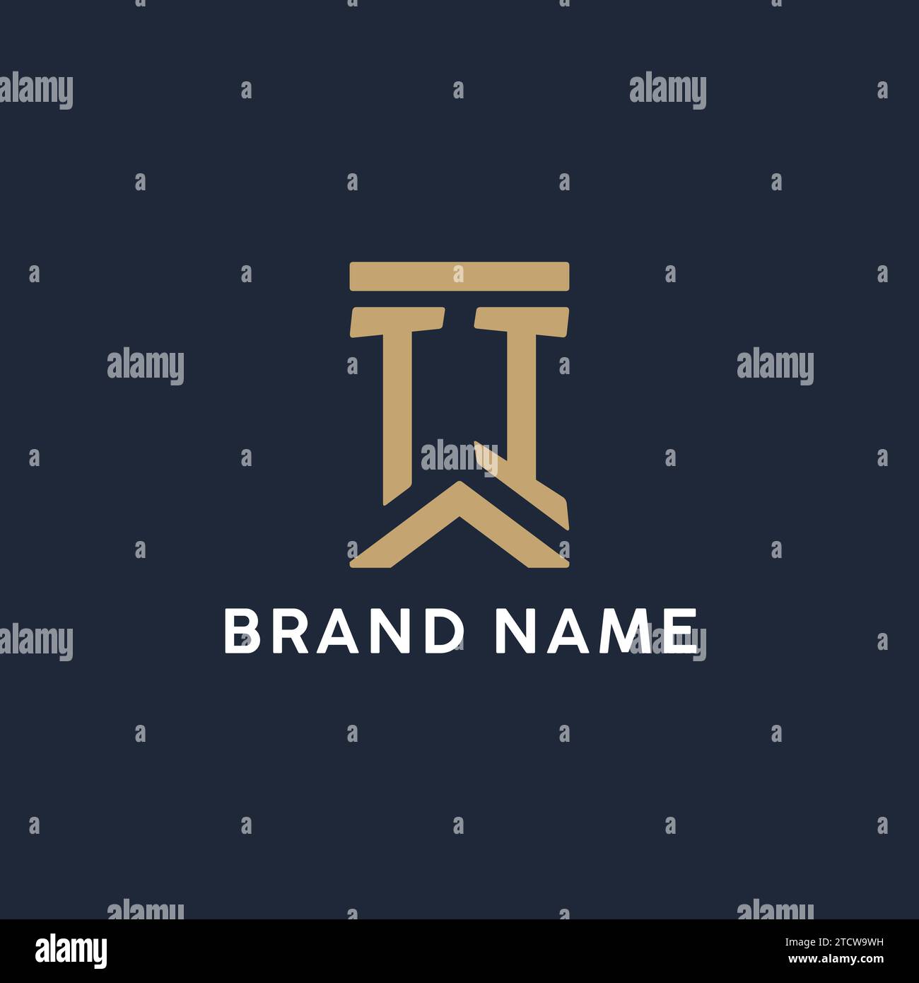 TI initial monogram logo design in a rectangular style with curved side ideas Stock Vector Image ...