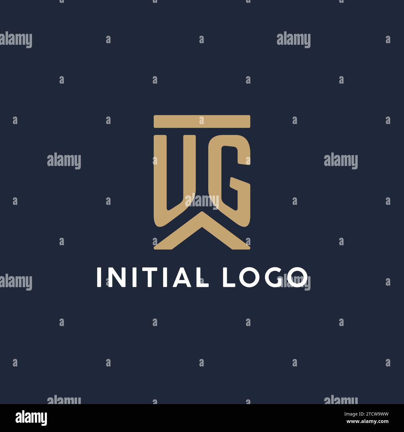 UG initial monogram logo design in a rectangular style with curved side ...