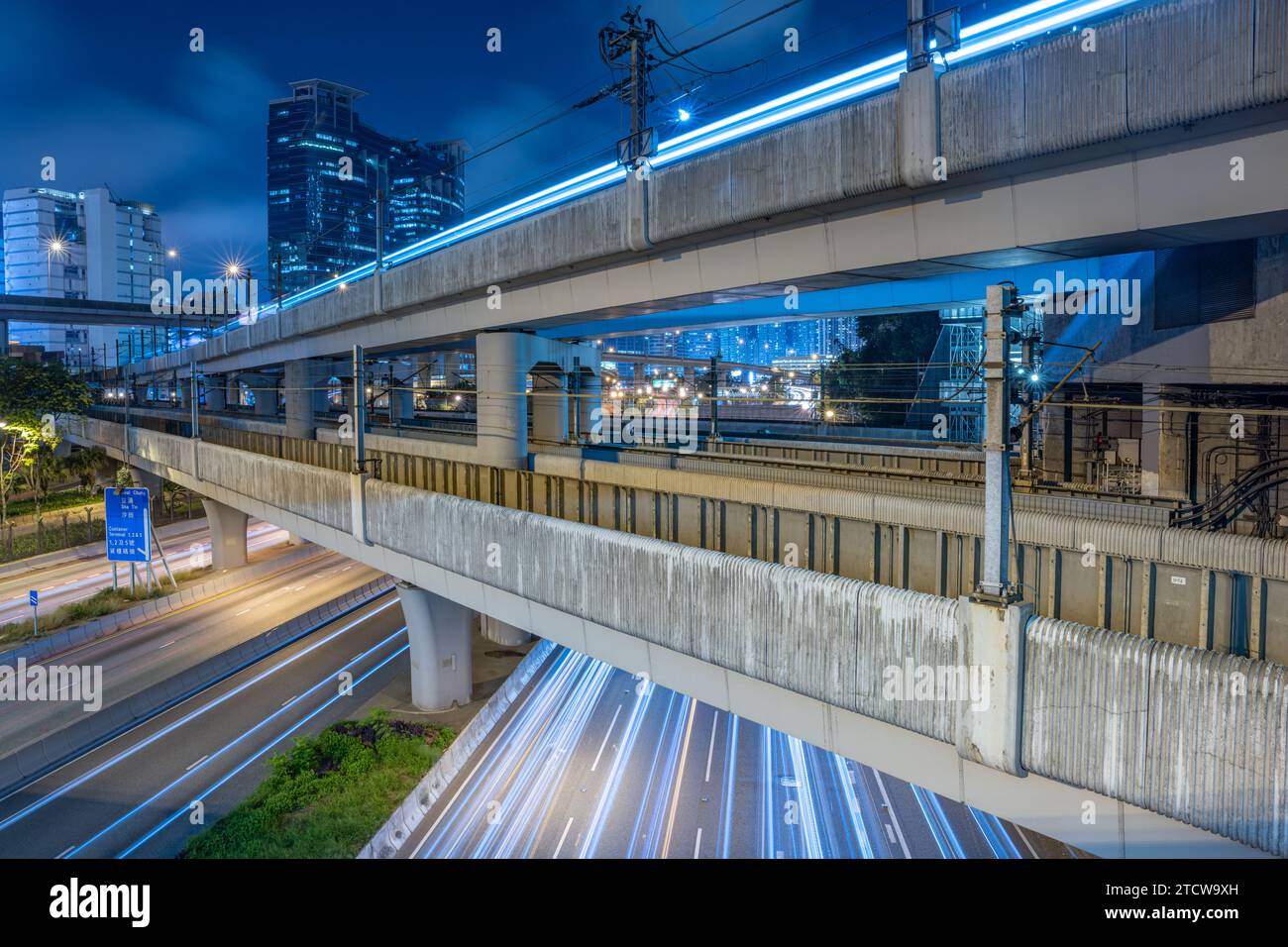 Lai King station, Hong Kong, night view with long expo Stock Photo - Alamy