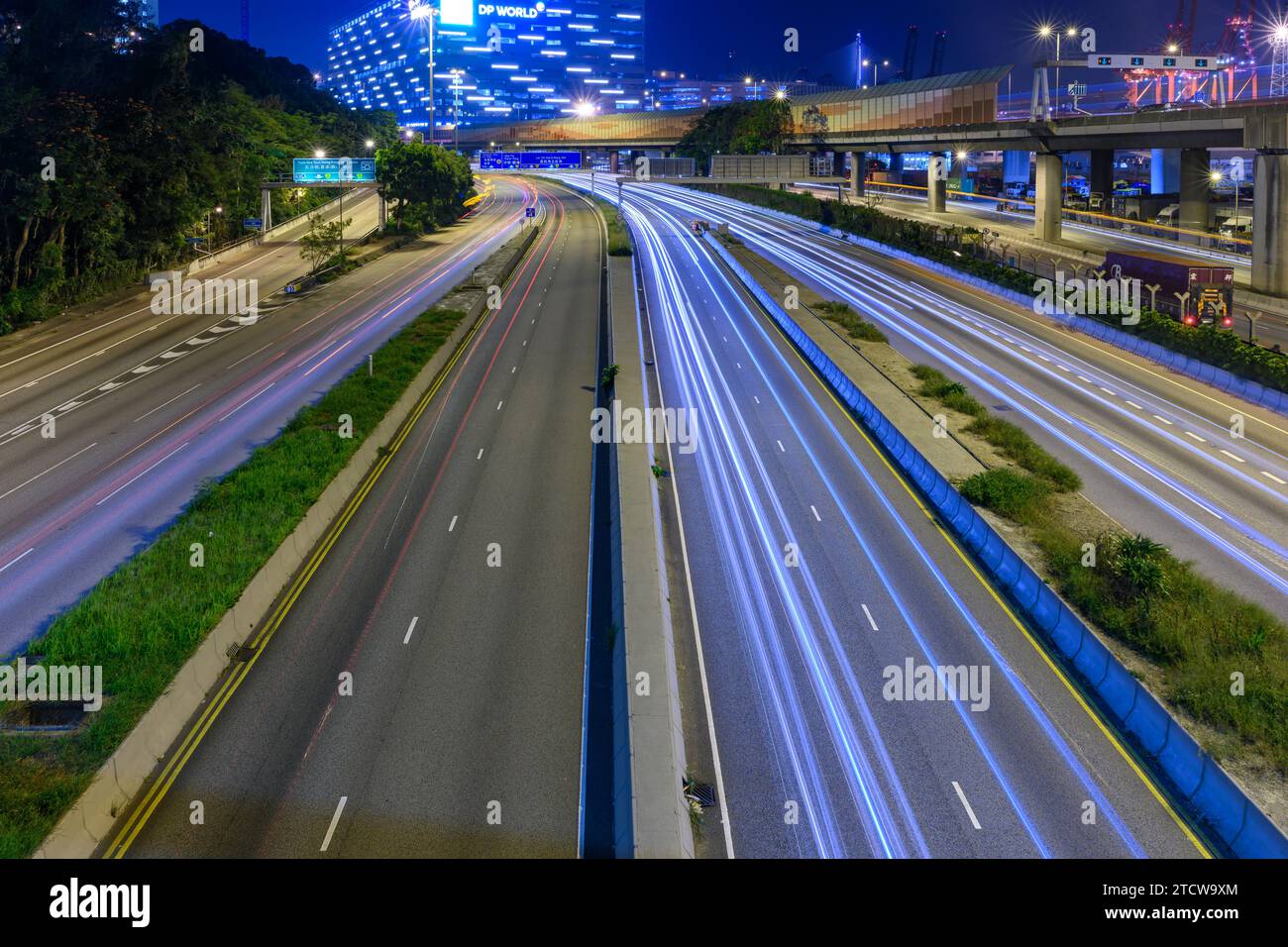 Lai King station, Hong Kong, night view with long expo Stock Photo - Alamy