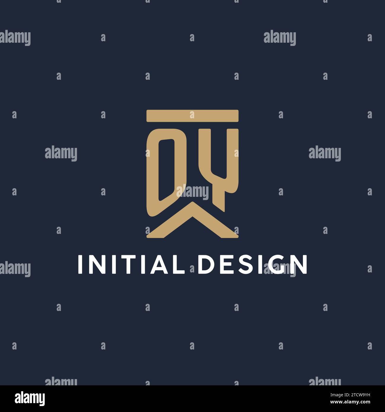 OY initial monogram logo design in a rectangular style with curved side ...