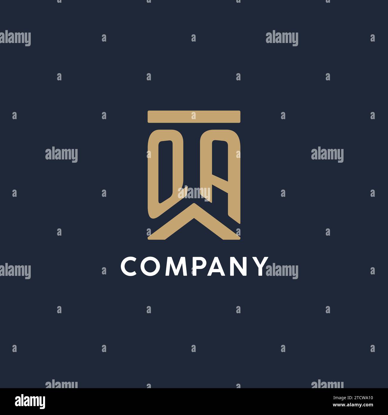 Qa Initial Monogram Logo Design In A Rectangular Style With Curved Side Ideas Stock Vector Image