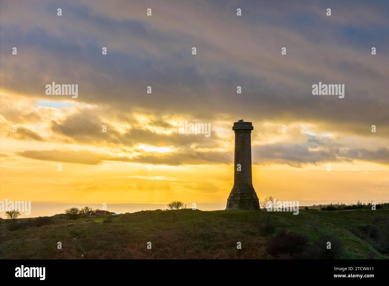 Portesham, Dorset, UK. 14th December 2023. UK Weather. Sunset at Hardy ...