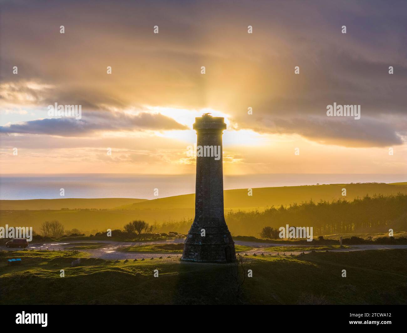 Portesham, Dorset, UK. 14th December 2023. UK Weather. Sunset at Hardy ...
