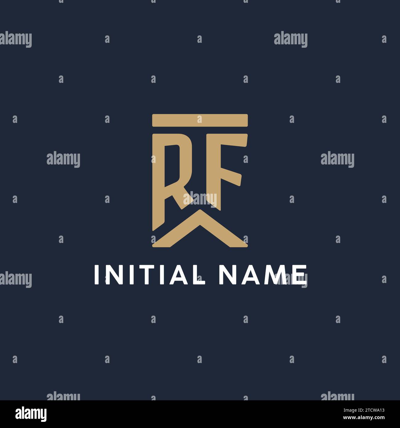 RF initial monogram logo design in a rectangular style with curved side ...