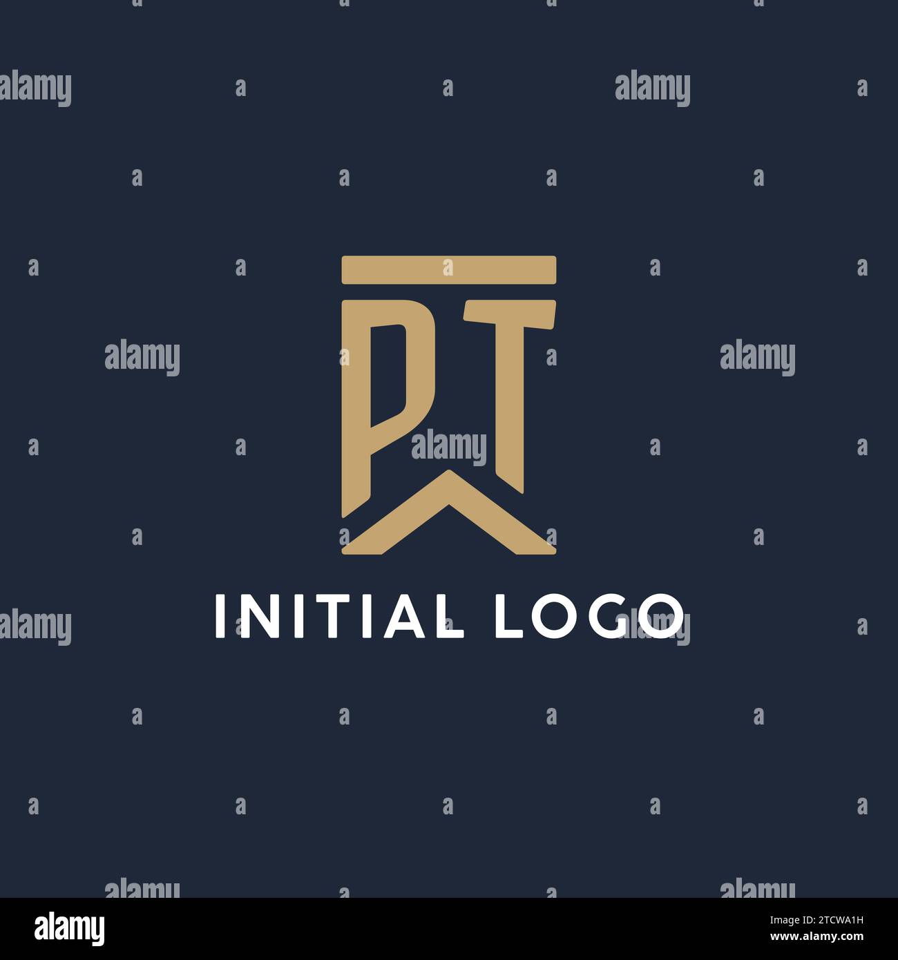 PT initial monogram logo design in a rectangular style with curved side ideas Stock Vector Image ...