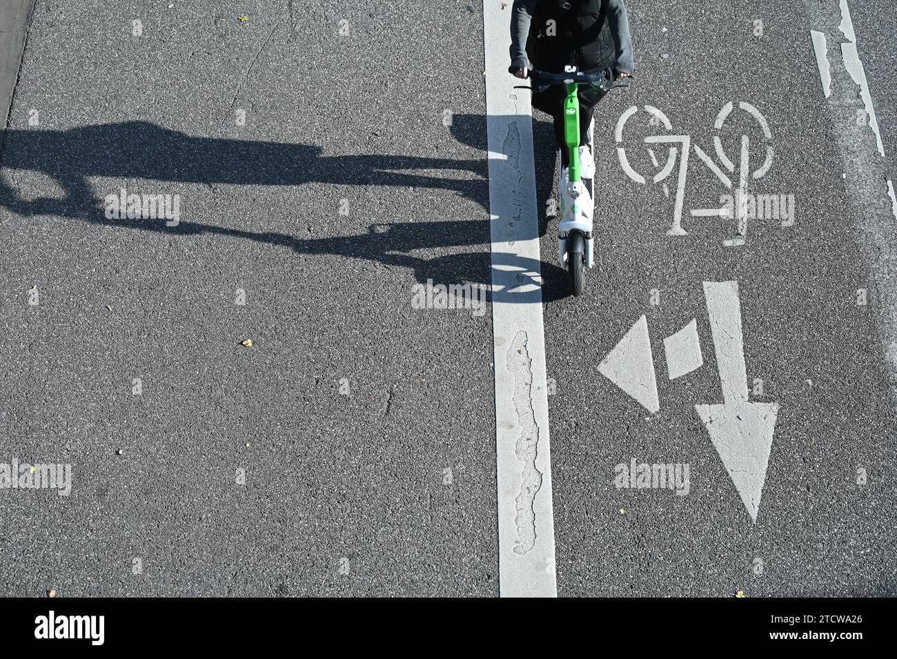 Bicycle lane on a street in the center of Hamburg, Germany Stock Photo ...