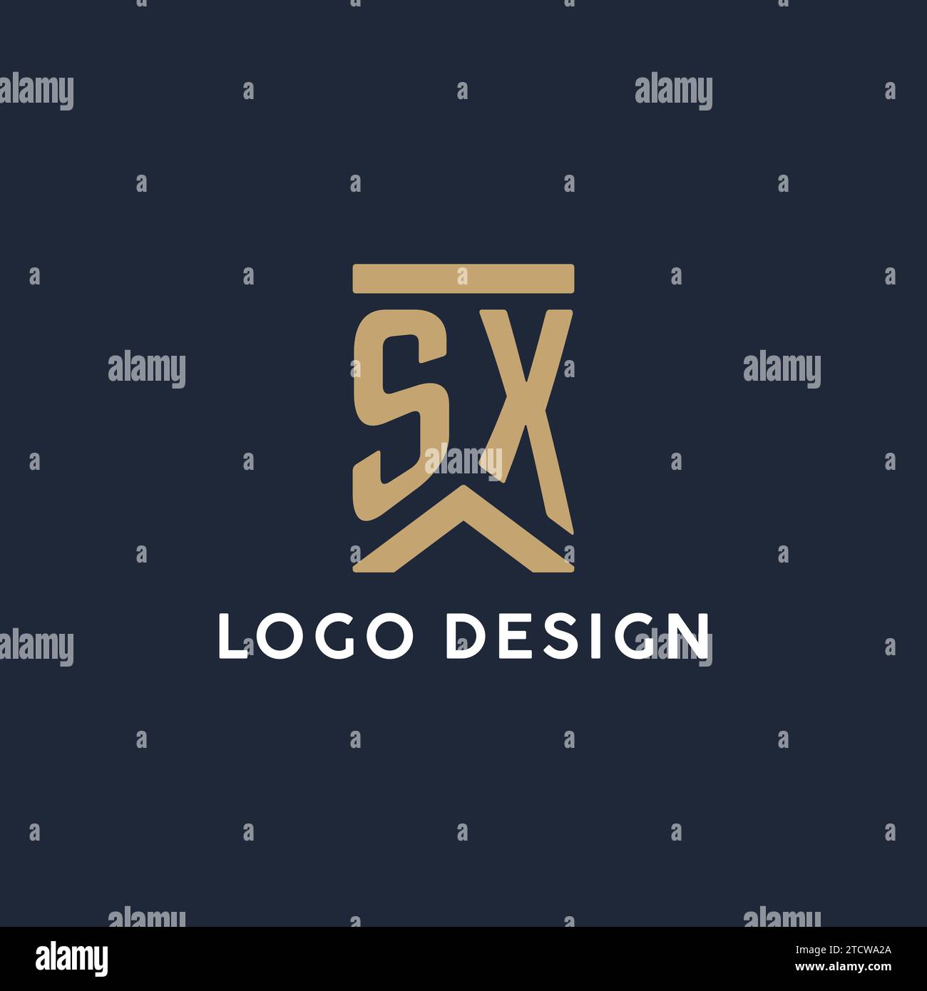 SX initial monogram logo design in a rectangular style with curved side ...