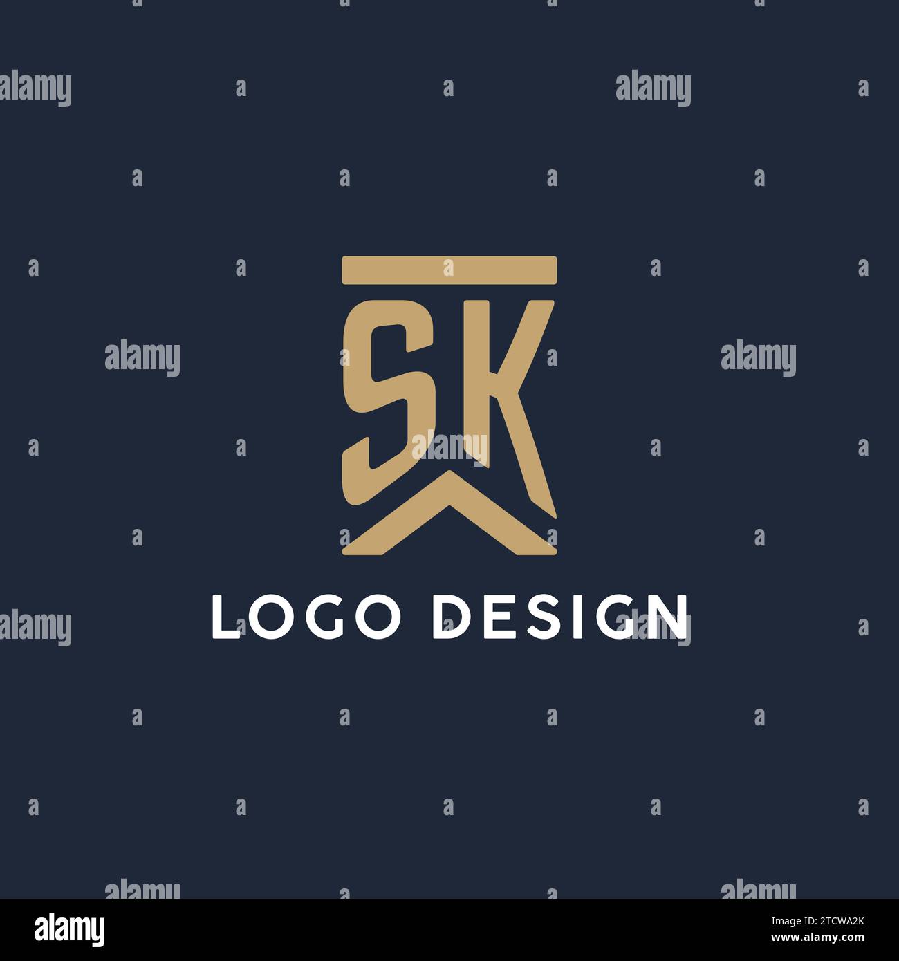 SK initial monogram logo design in a rectangular style with curved side ideas Stock Vector Image ...