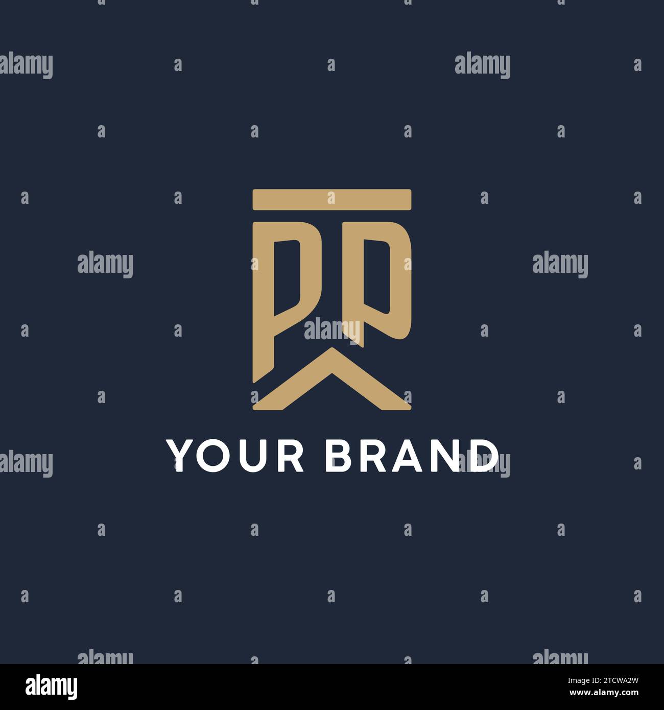 PP initial monogram logo design in a rectangular style with curved side ...