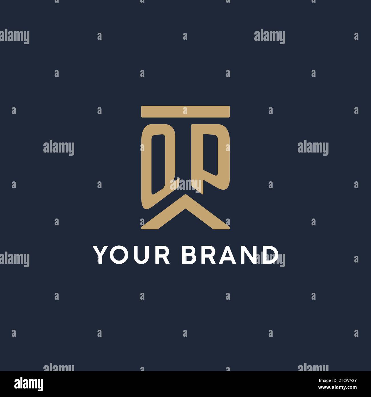 QP initial monogram logo design in a rectangular style with curved side ...